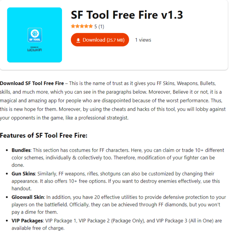 Download SF Tool Free Fire FF, Dapat Apk Skin VIP! - Gamedaim