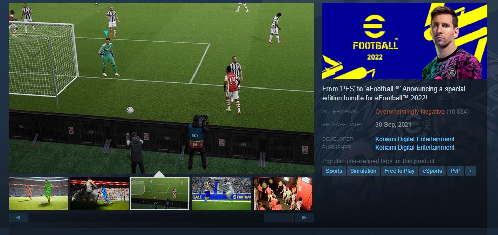 eFootball 2022 Menjadi Game Dengan Rating Terendah di Steam! - Gamedaim