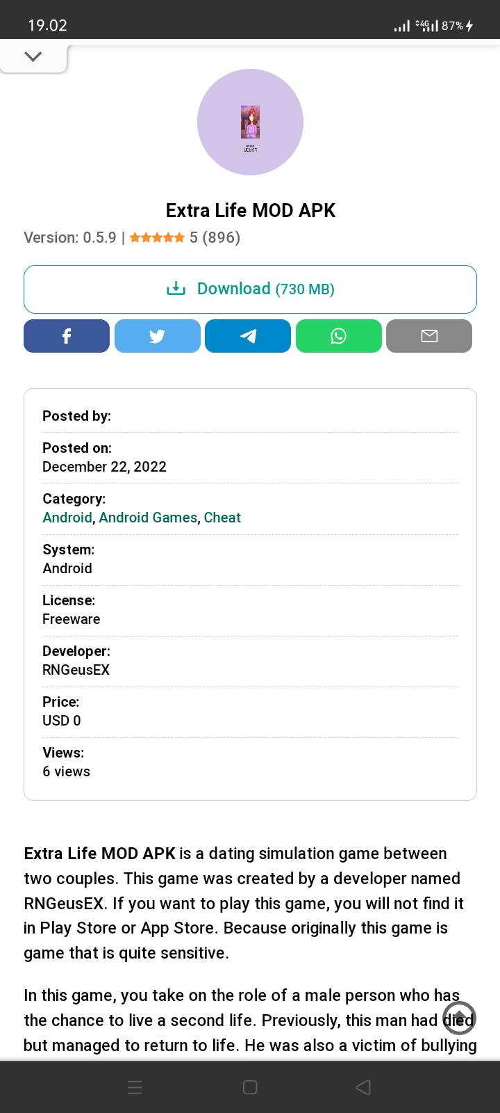 Download Extra Life Mod APK v0.5.9 Tanpa Iklan Terbaru 2022