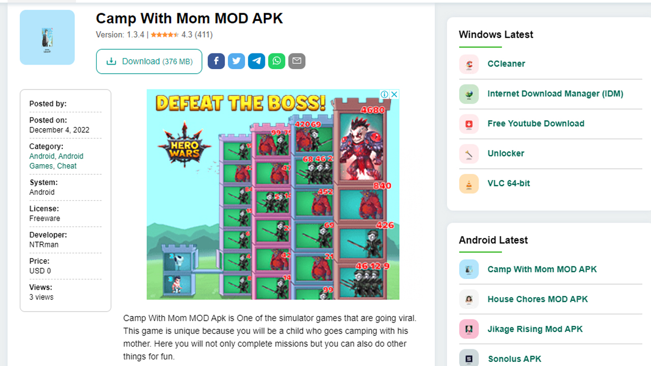 Download Game Camp With Mom Mod APK No Sensor 2022