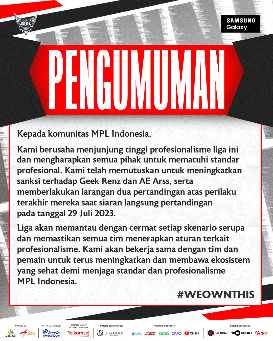 Geek Renz dan AE Arss Resmi Dibanned dari MPL Karena Lakukan Hal Ini ...